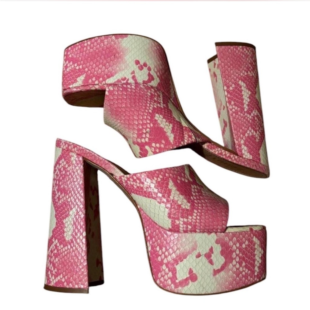 Schutz Pink Platform Snake Platform Heels 7 - Gem